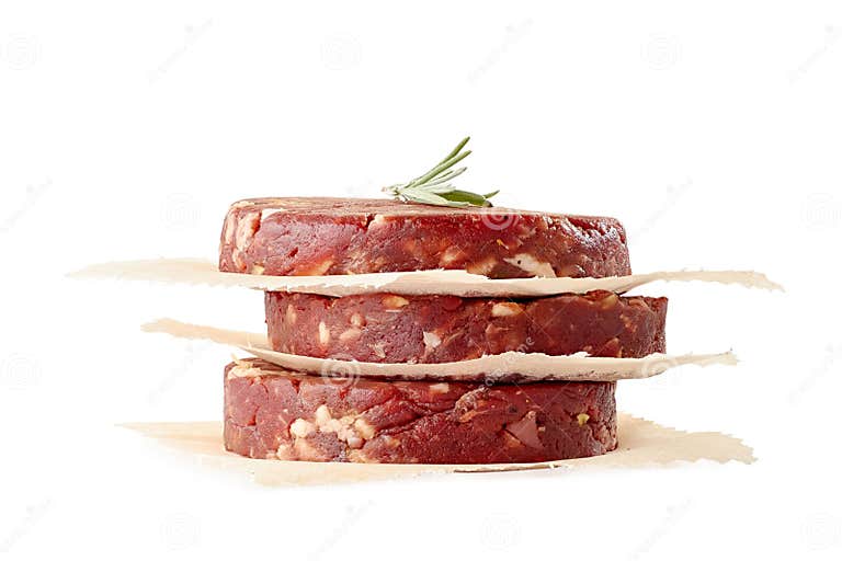 Stack of Raw Beef Burger Patties on White Stock Photo - Image of ...