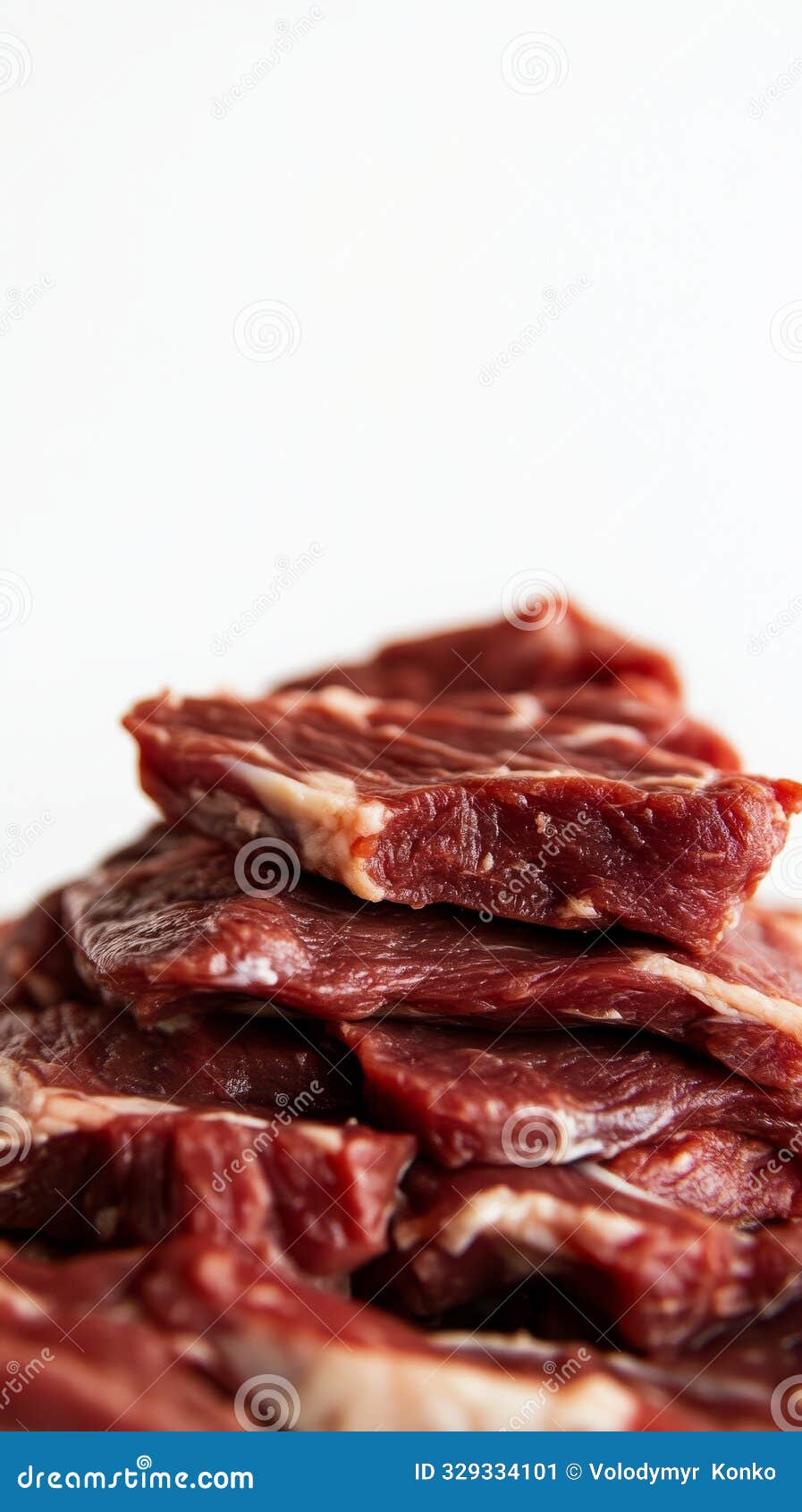 Stack of Raw Beef Slices on White Background, Close-up. Fresh Meat ...
