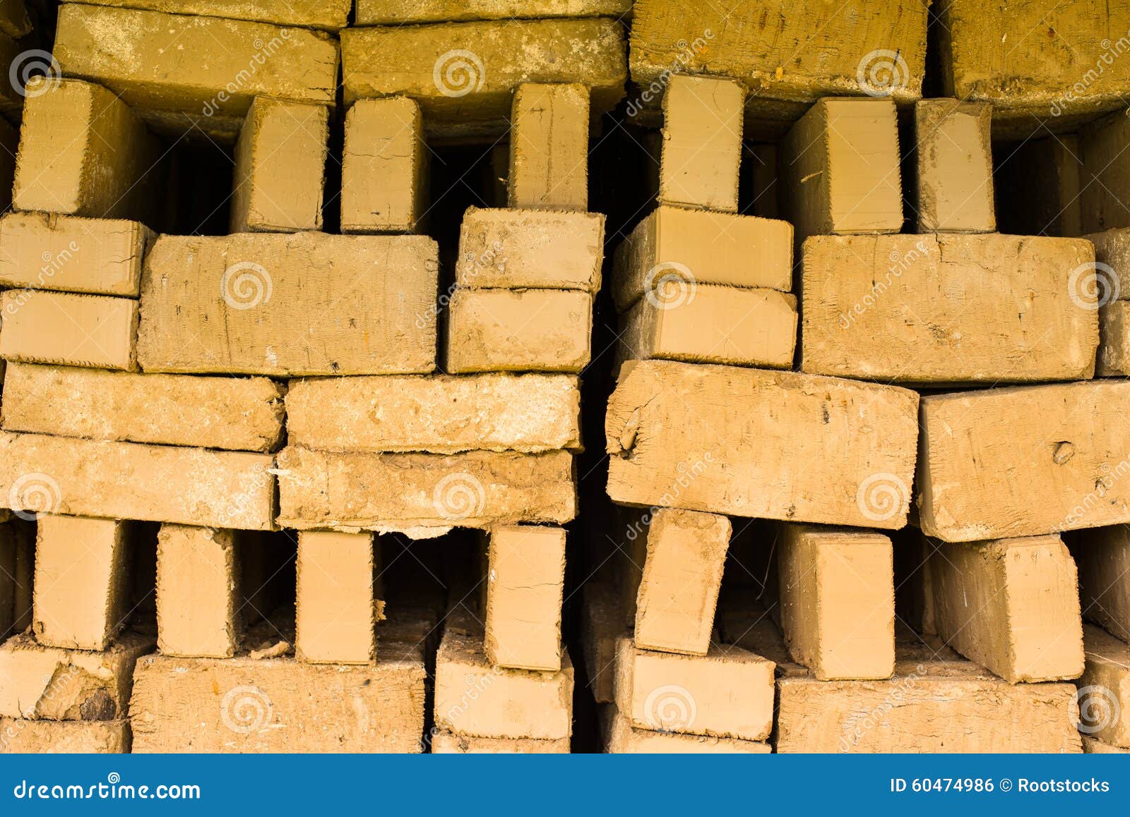 Stack of Raw Bricks Drying in the Open Air Stock Photo - Image of ...