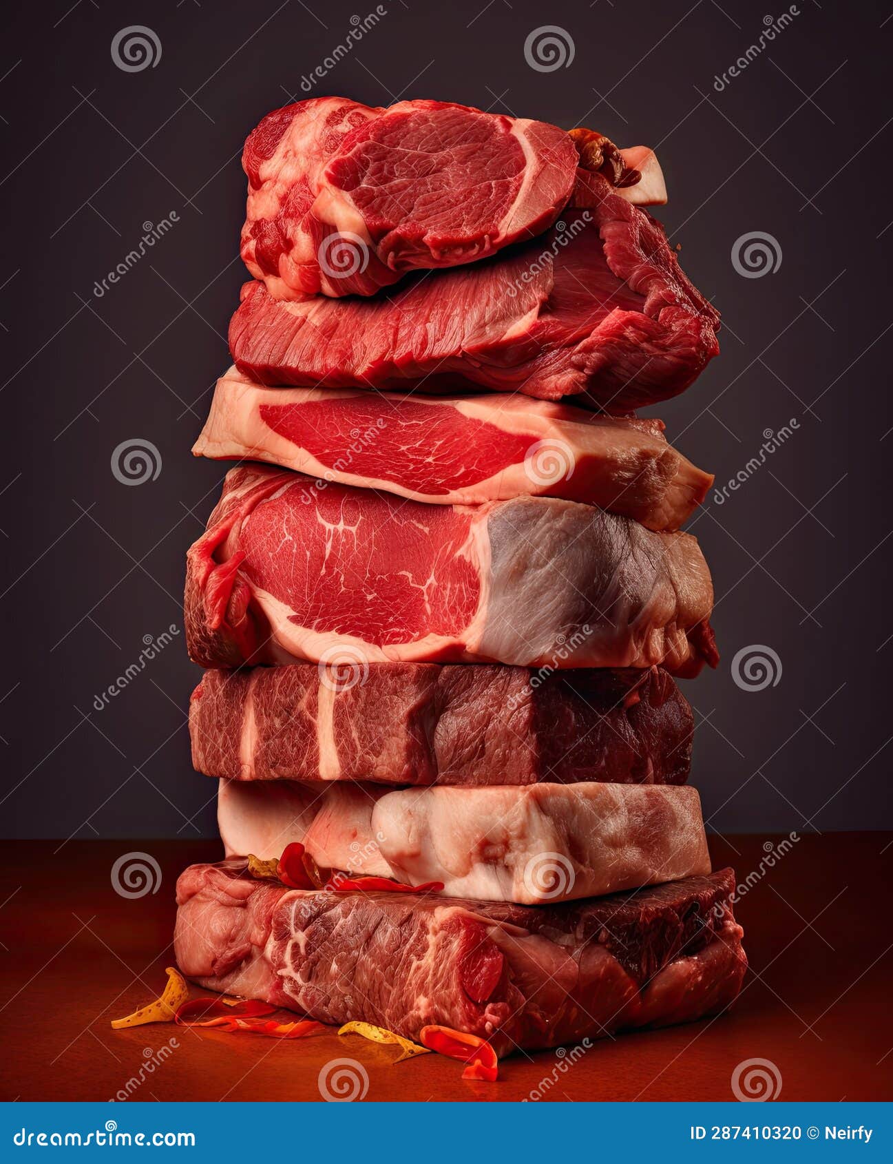 Stack of raw steaks stock illustration. Illustration of steaks - 287410320