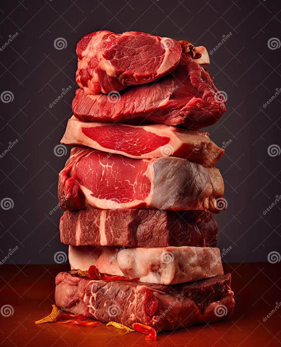 Stack of raw steaks stock photo. Image of steaks, uncooked - 287410320