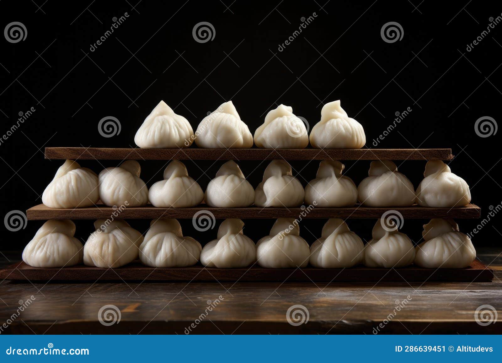 Stack of Raw, Uncooked Dumplings in a Row Stock Image - Image of ...