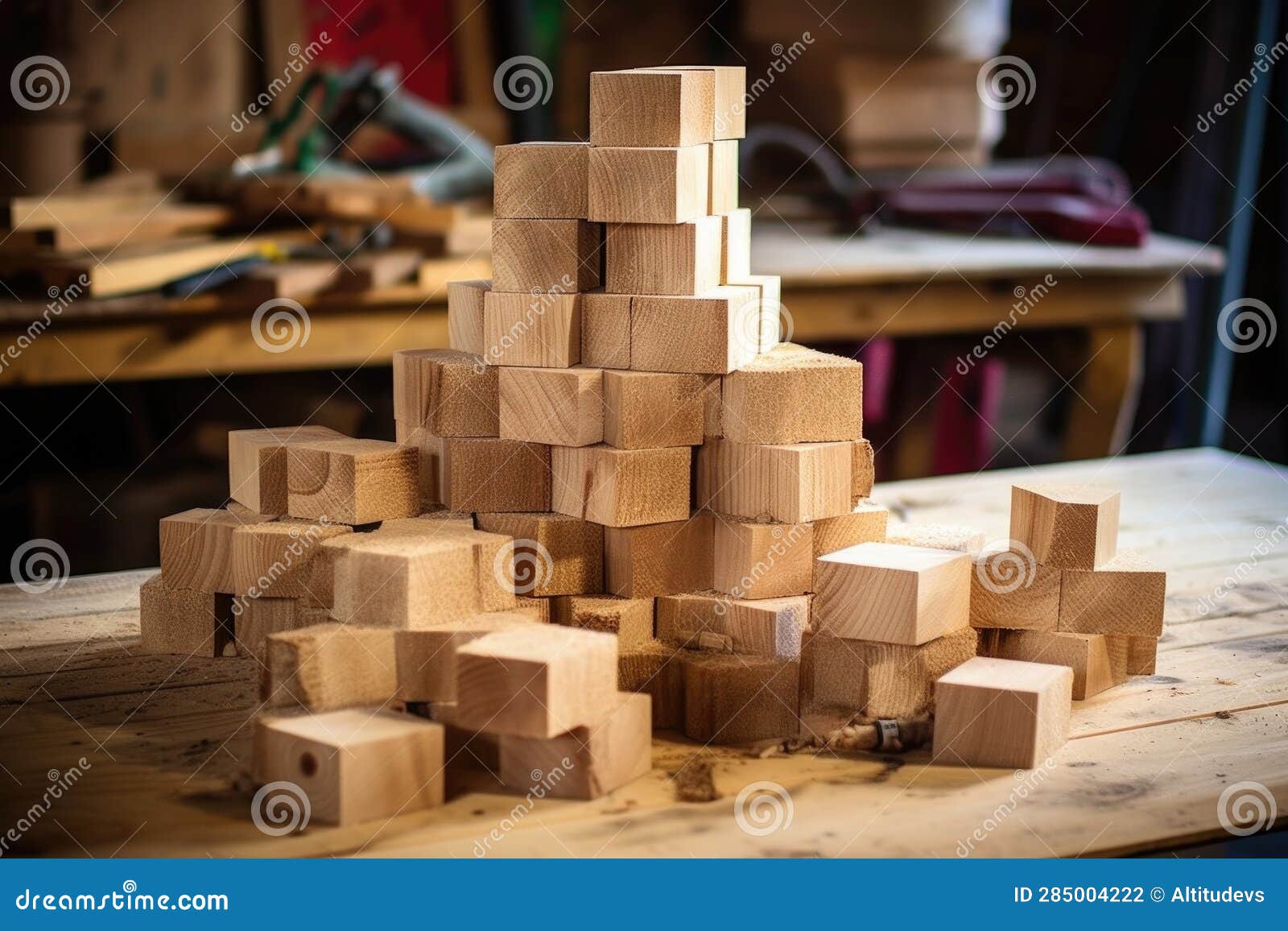 Stack of Raw Wooden Blocks for Whittling Stock Illustration ...