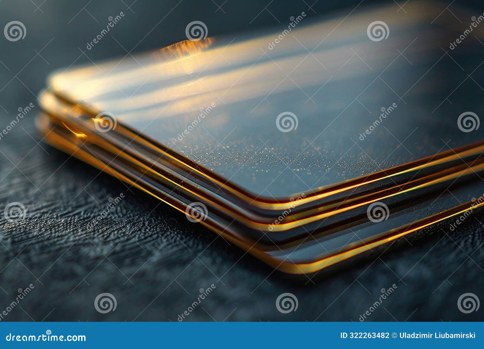 Stack of Realistic Black Cards on a Black Marble Surface. Blank ...