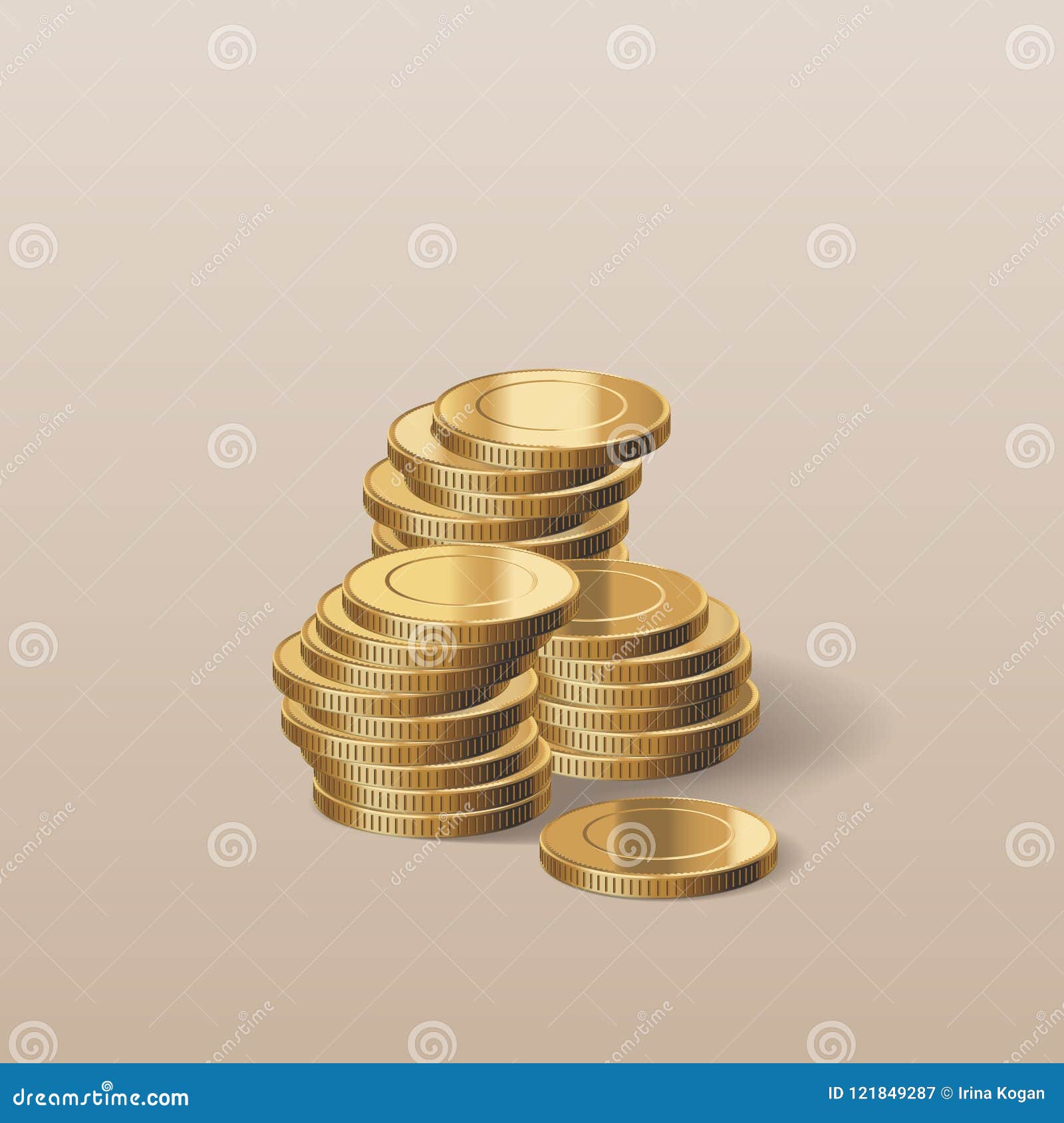 Stack of Realistic Coins Vector Illustration Stock Vector ...