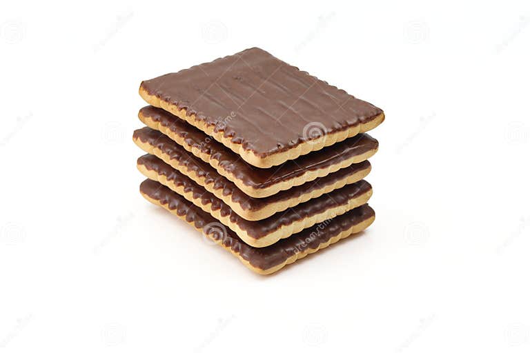 Stack of Rectangle Shape Chocolate Covered Biscuits Isolated on White ...