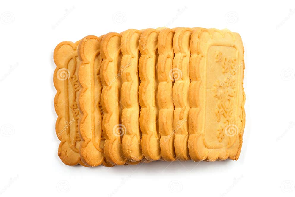 Stack of Rectangular Biscuits on White Background. Stock Photo - Image ...
