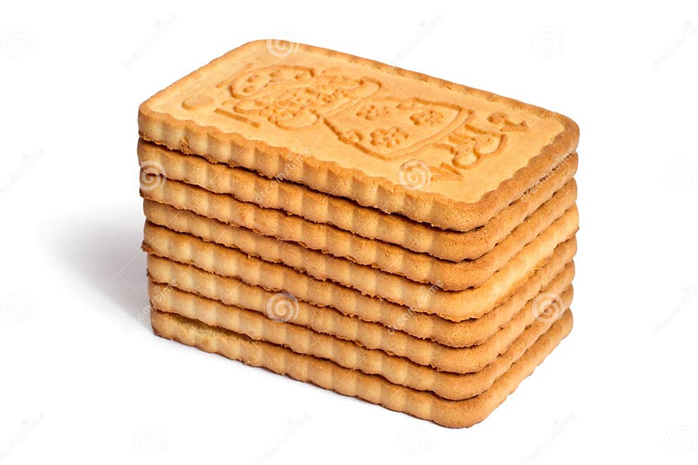 Stack of Rectangular Biscuits on White Background. Stock Photo - Image ...