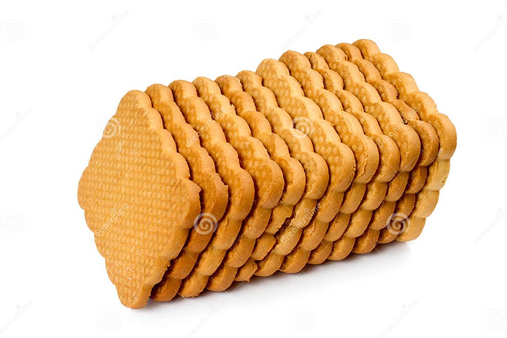 Stack of Rectangular Shortbread Cookies on White Background. Stock ...