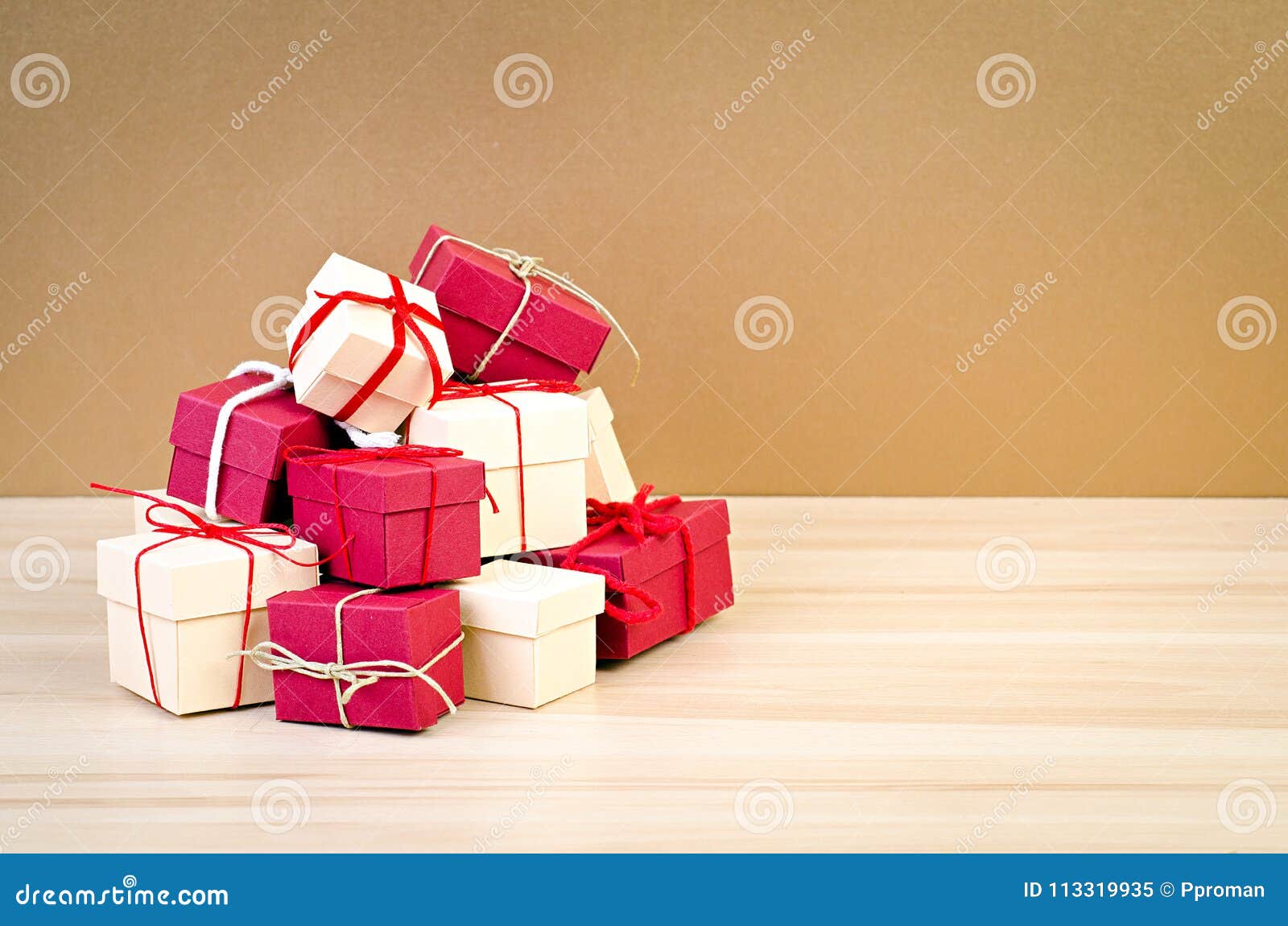 Stack of Red and Beige Gift Box Stock Image - Image of decor, newyear ...
