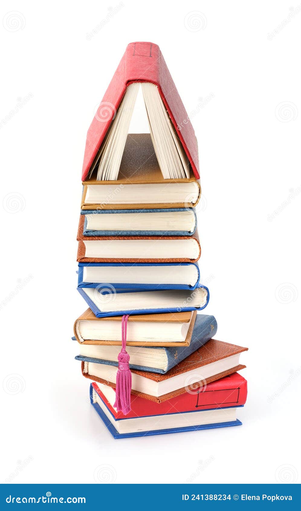 Stack of Red, Blue, Yellow and Brown Books Isolated on a White ...