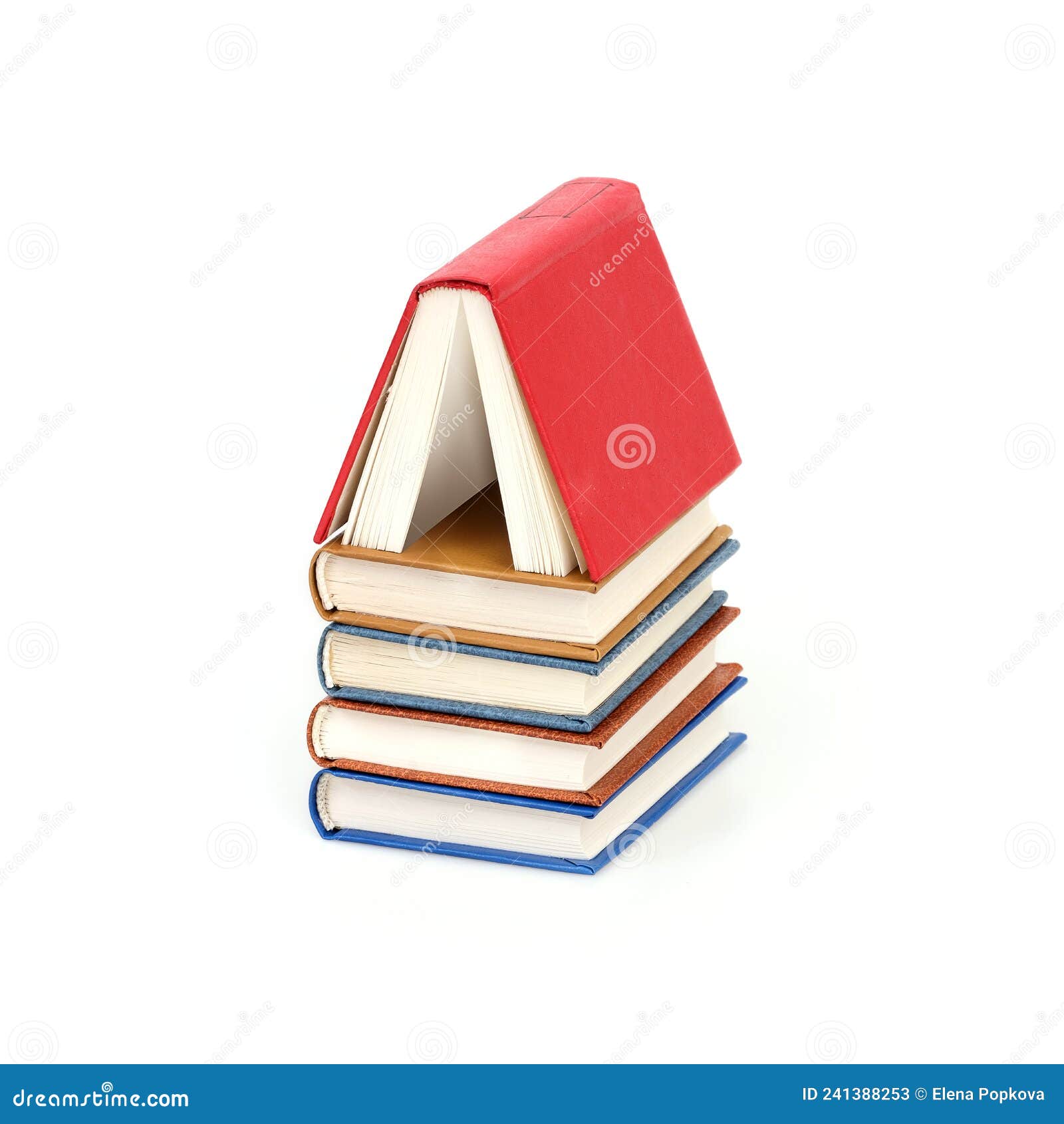 Stack of Red, Blue, Yellow and Brown Books Isolated on a White ...