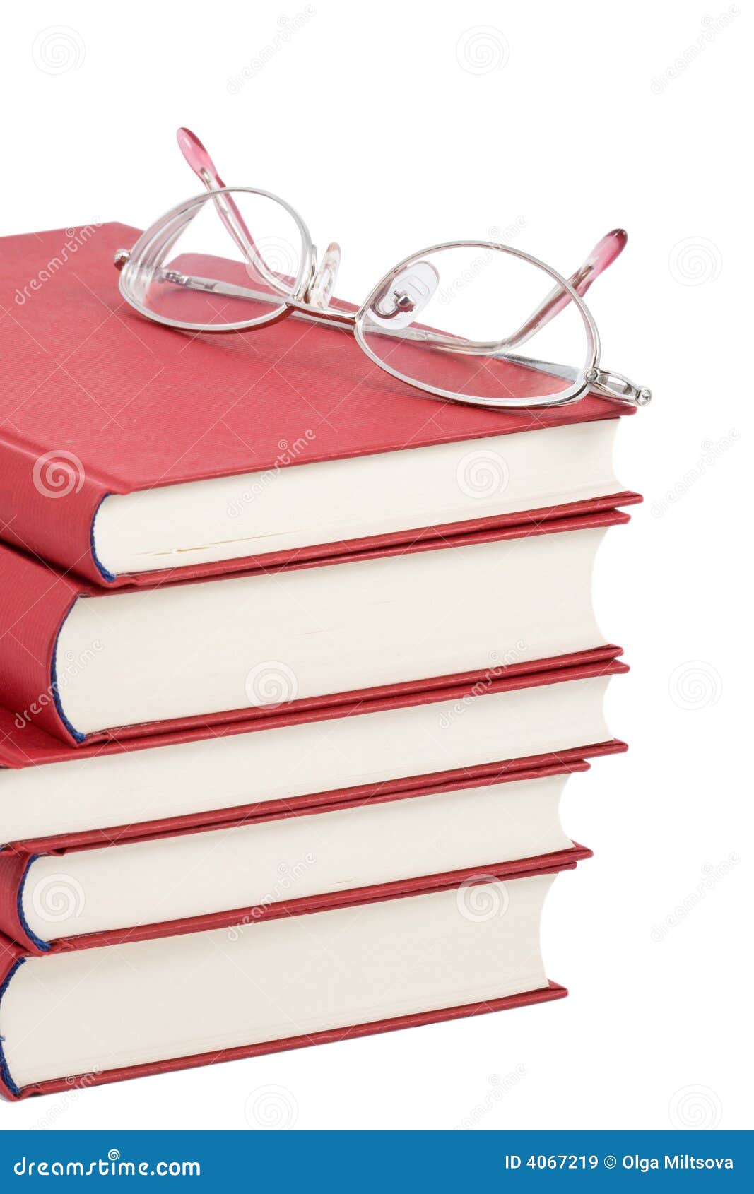 Stack of Red Books with Eyeglasses Stock Image - Image of books, study ...