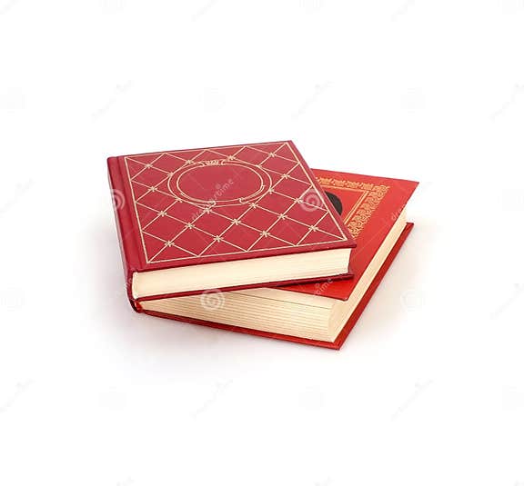 Stack of Red Books Isolated on a White Background Stock Image - Image ...