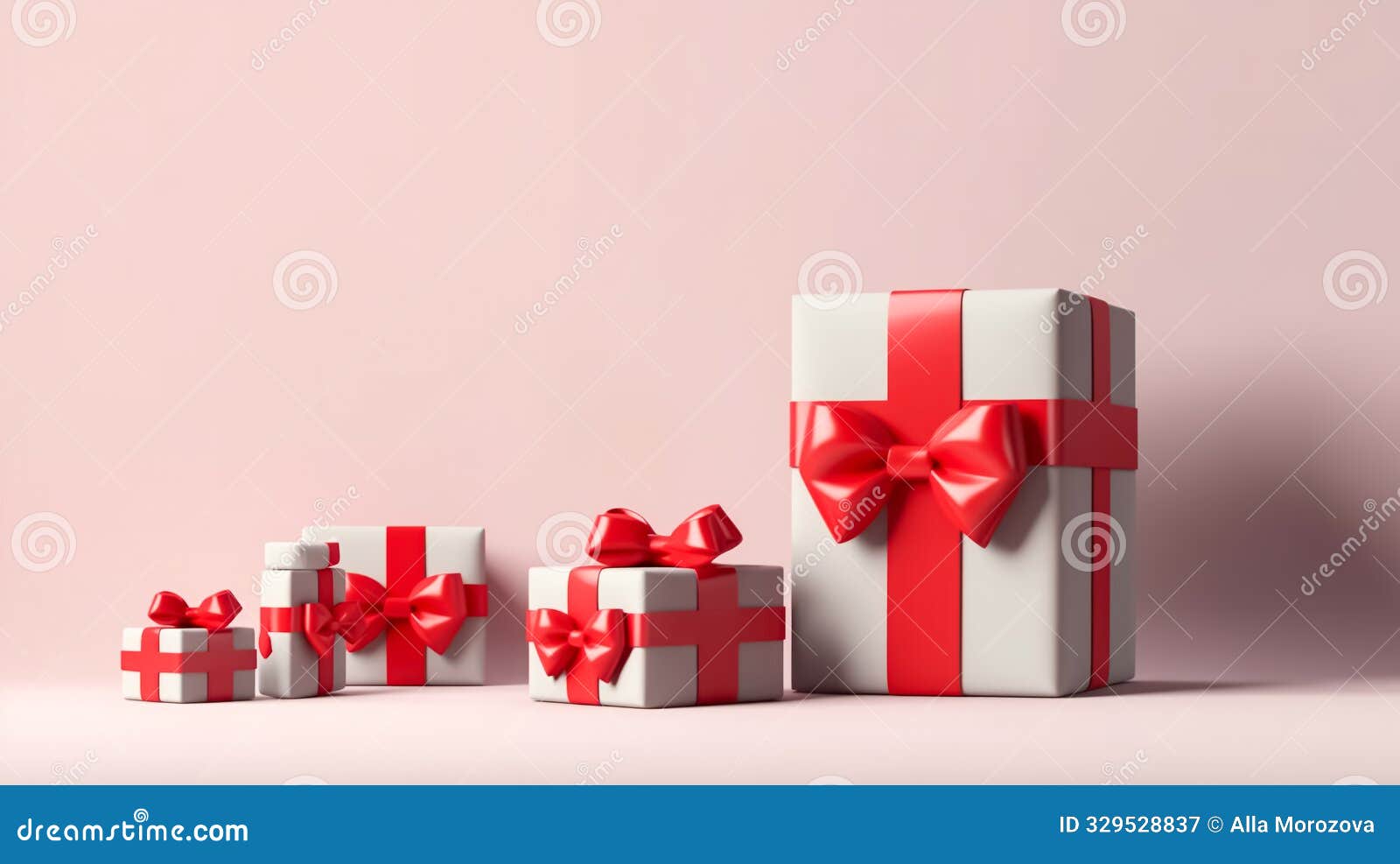 A Stack of Red Boxes with Red Bows on Top. Stock Image - Image of paper ...