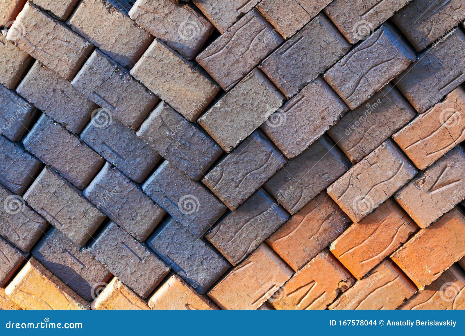 Stack Of Red Brick Closeup. Pile Of Stacked New Red Bricks Stock Photo ...