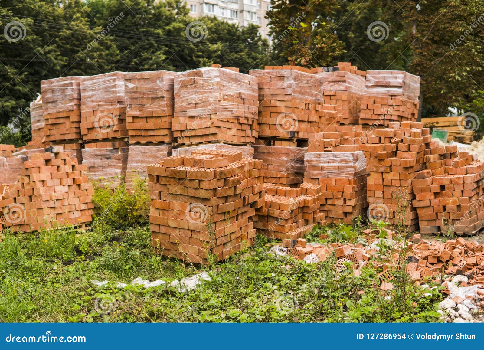 Stack of Red Brick for Construction. Common Quality Building Bricks ...