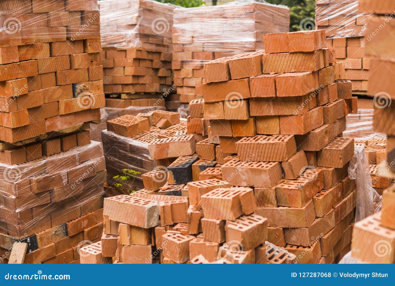 Stack of Red Brick for Construction. Common Quality Building Bricks ...