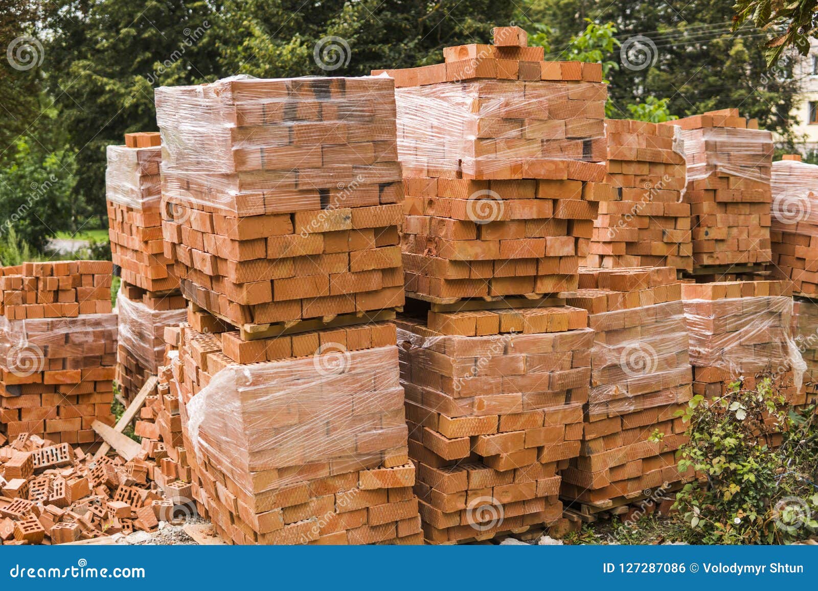 Stack of Red Brick for Construction. Common Quality Building Bricks ...