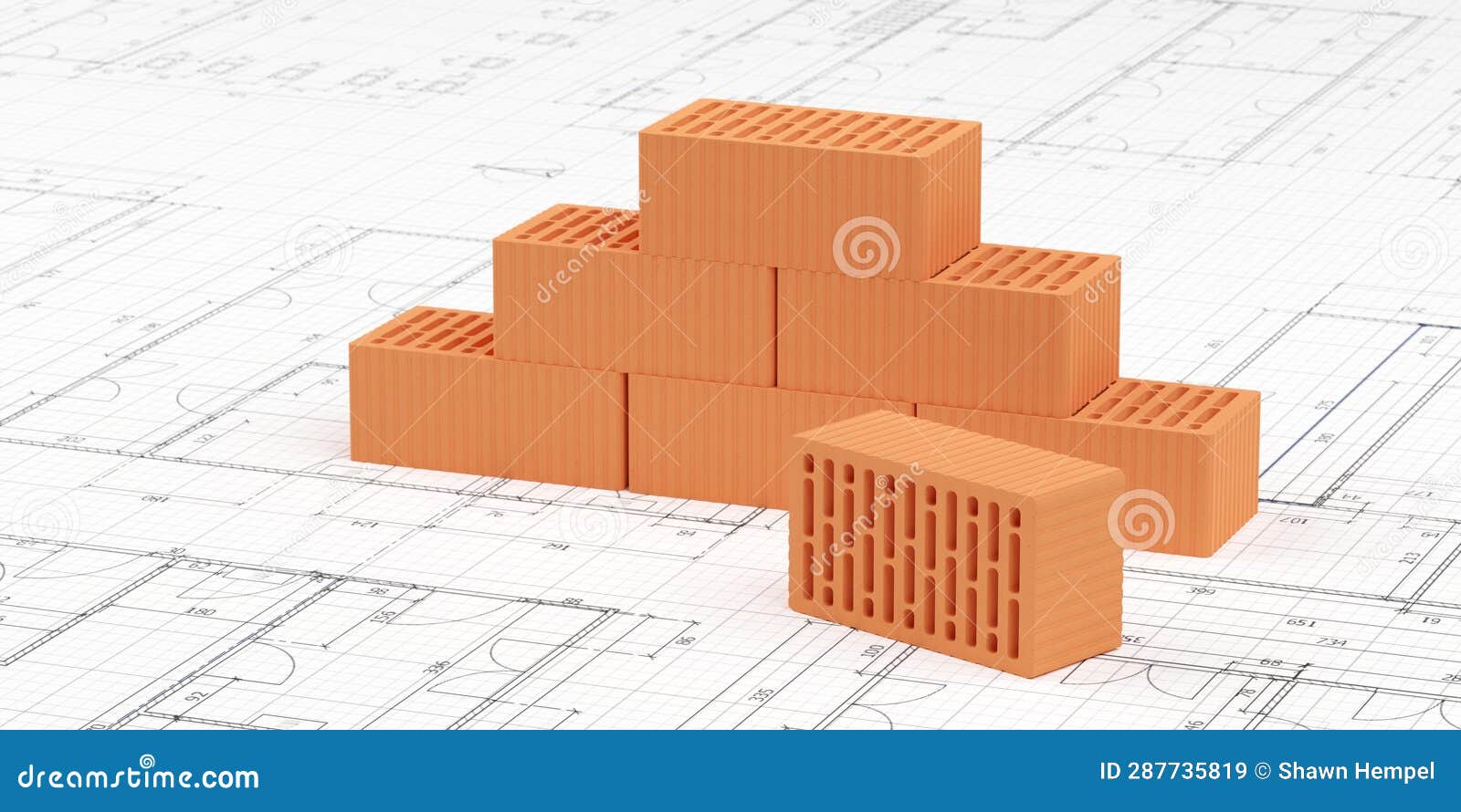 Stack of Red Brick Stones with Single Red Brick in Front on ...