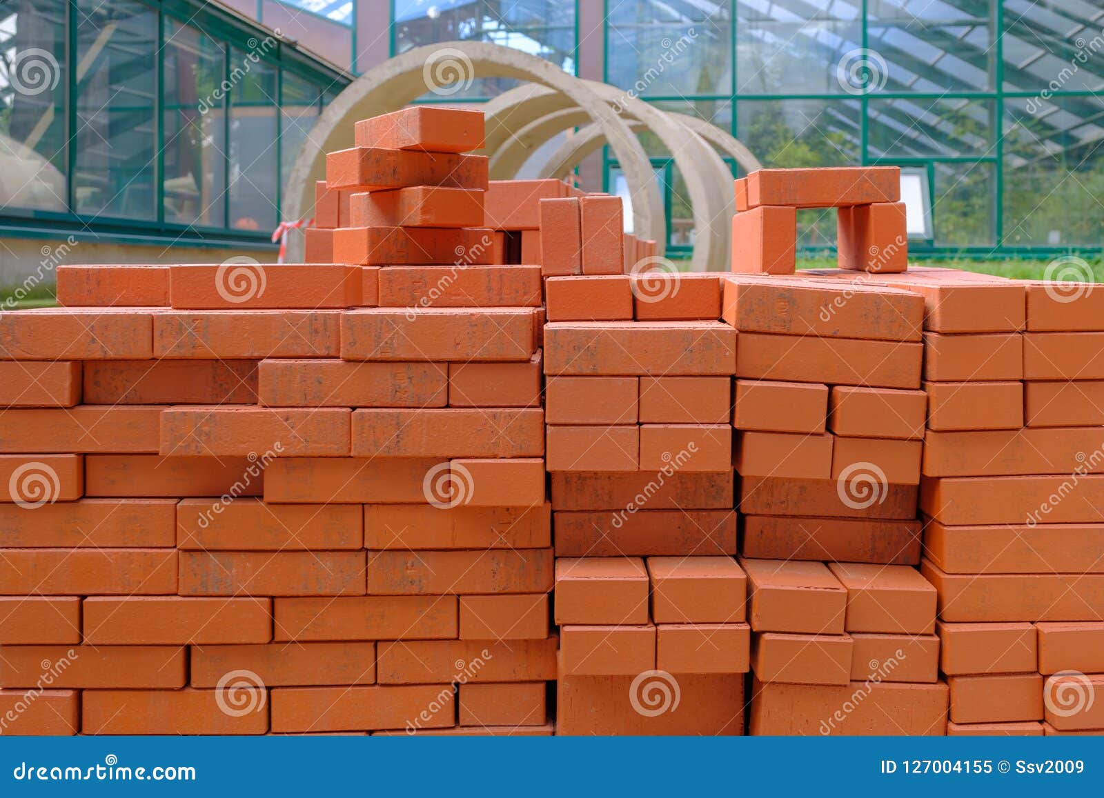 Stack of red bricks stock image. Image of stack, block - 127004155