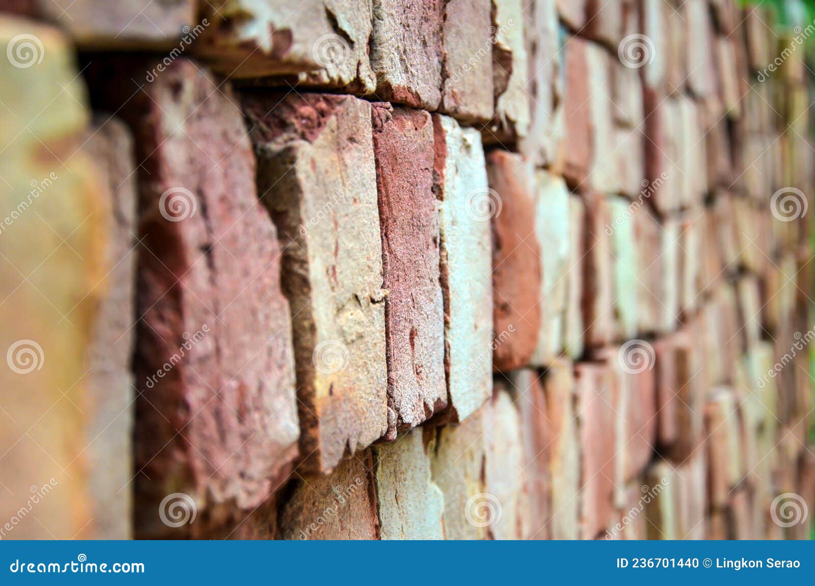 Stack of Red Bricks Looks Like Brick Wall. Selective Focus on the ...