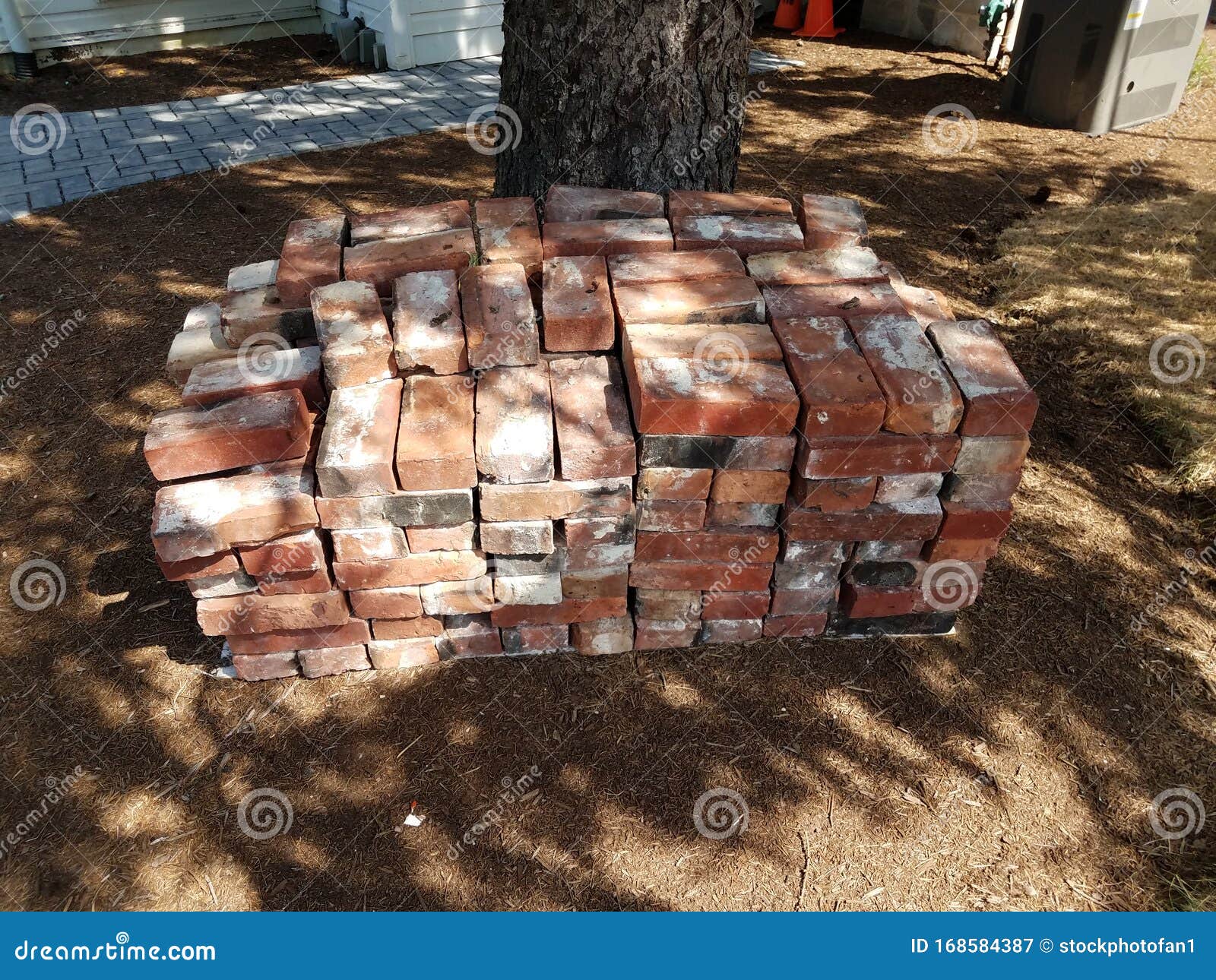 Stack of Red Bricks or Masonry and Tree Stock Image - Image of masonry ...