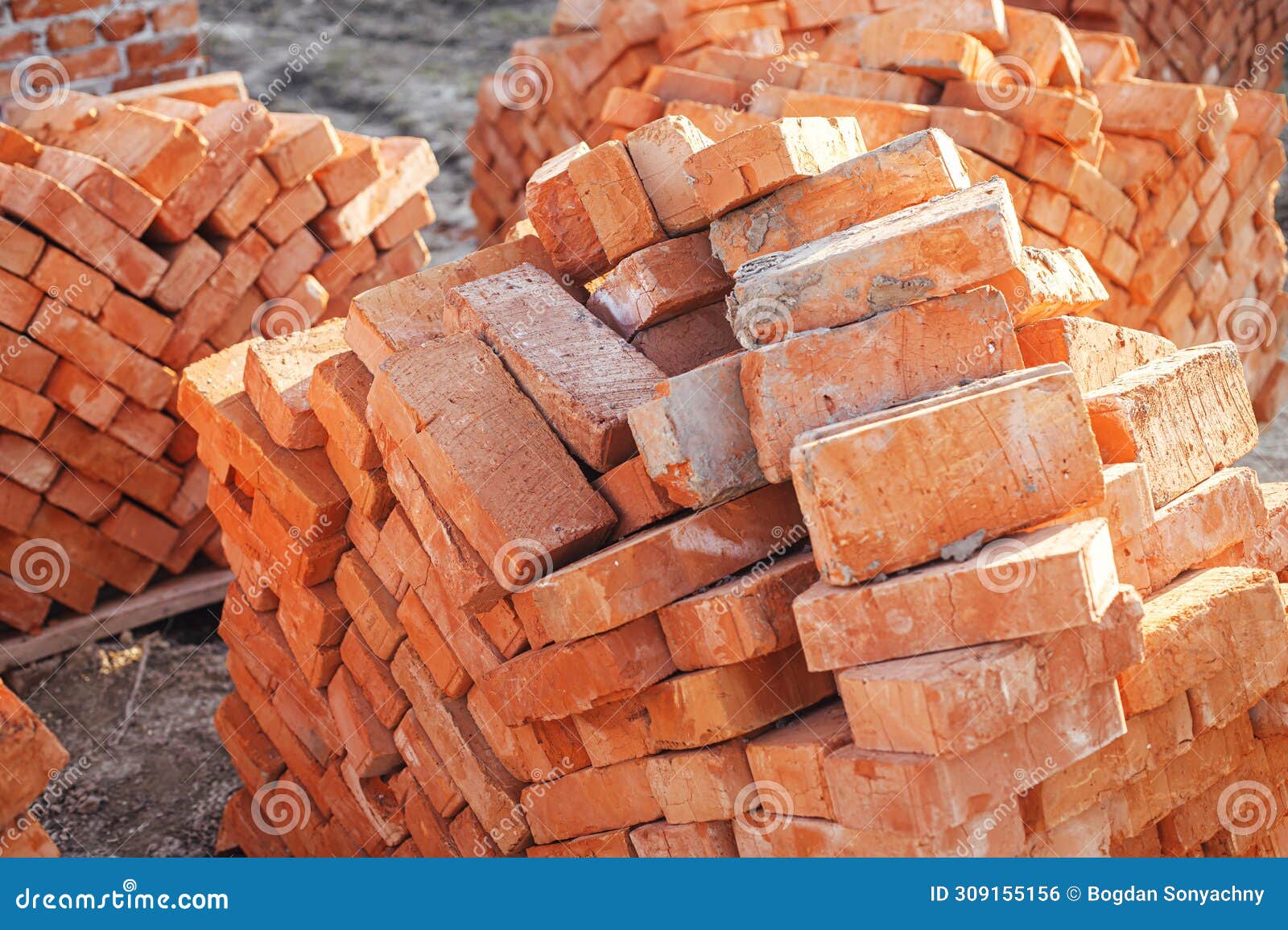 Stack of Red Bricks, Process of House Building. Bricks for Laying ...