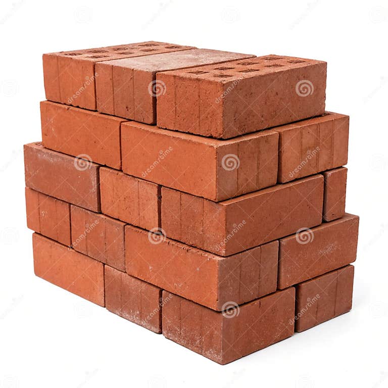 Stack of Red Bricks Realistic Stock Illustration - Illustration of work ...