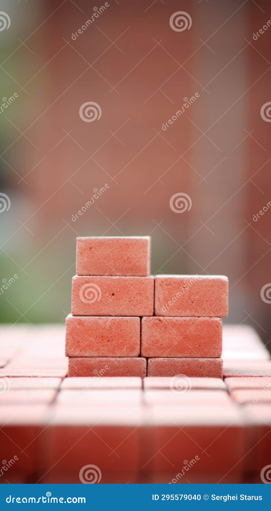 A Stack of Red Bricks Sitting on Top of a Table, AI Stock Illustration ...
