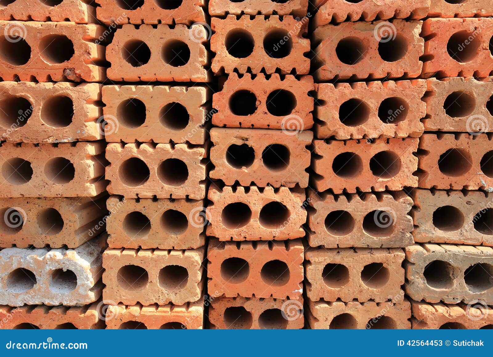 Stack of red bricks stock image. Image of construction - 42564453