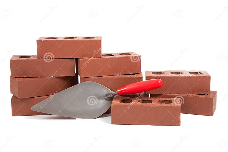Stack of Red Bricks on White Stock Photo - Image of bricklayer, texture ...