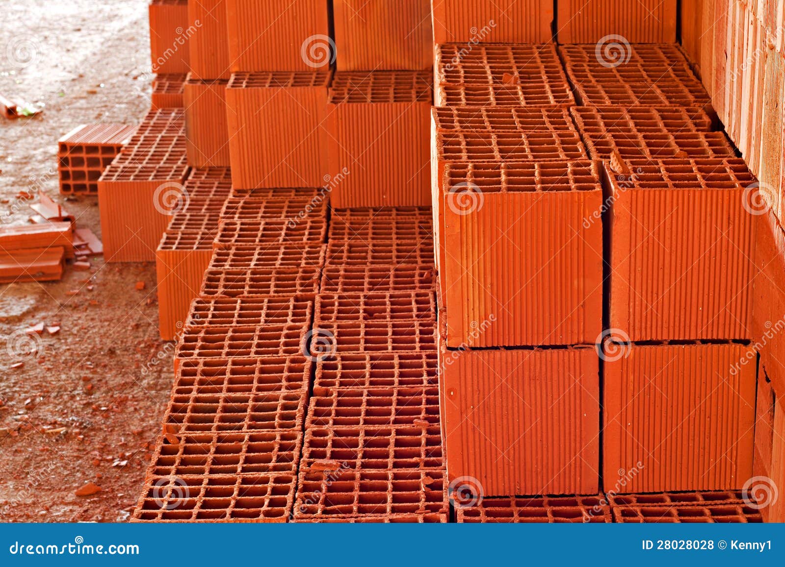Stack of Red Building Blocks Stock Photo - Image of construction, real ...