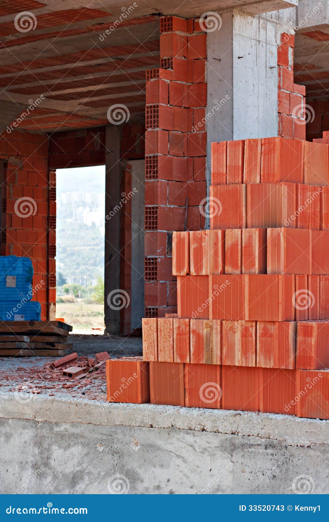 Stack of Red Building Blocks Stock Image - Image of industrial, modern ...