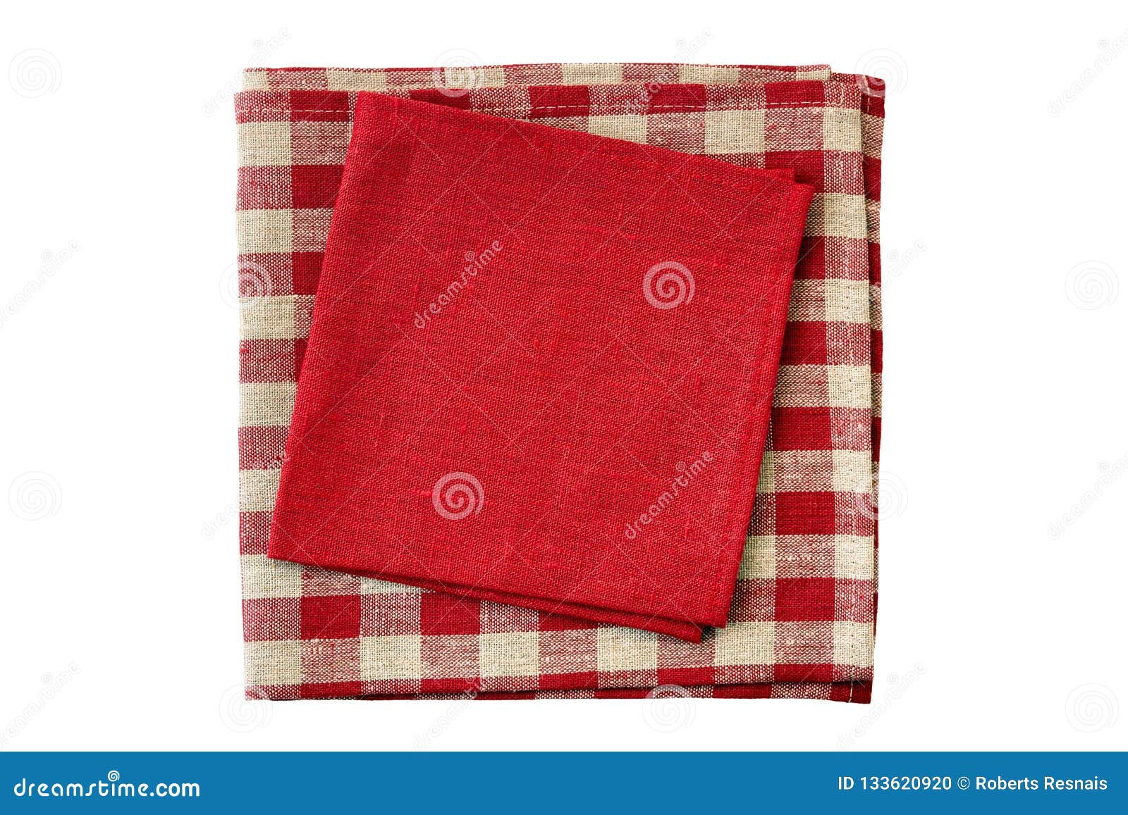 Stack of Red and Checkered Textile Napkins on White Stock Photo - Image ...