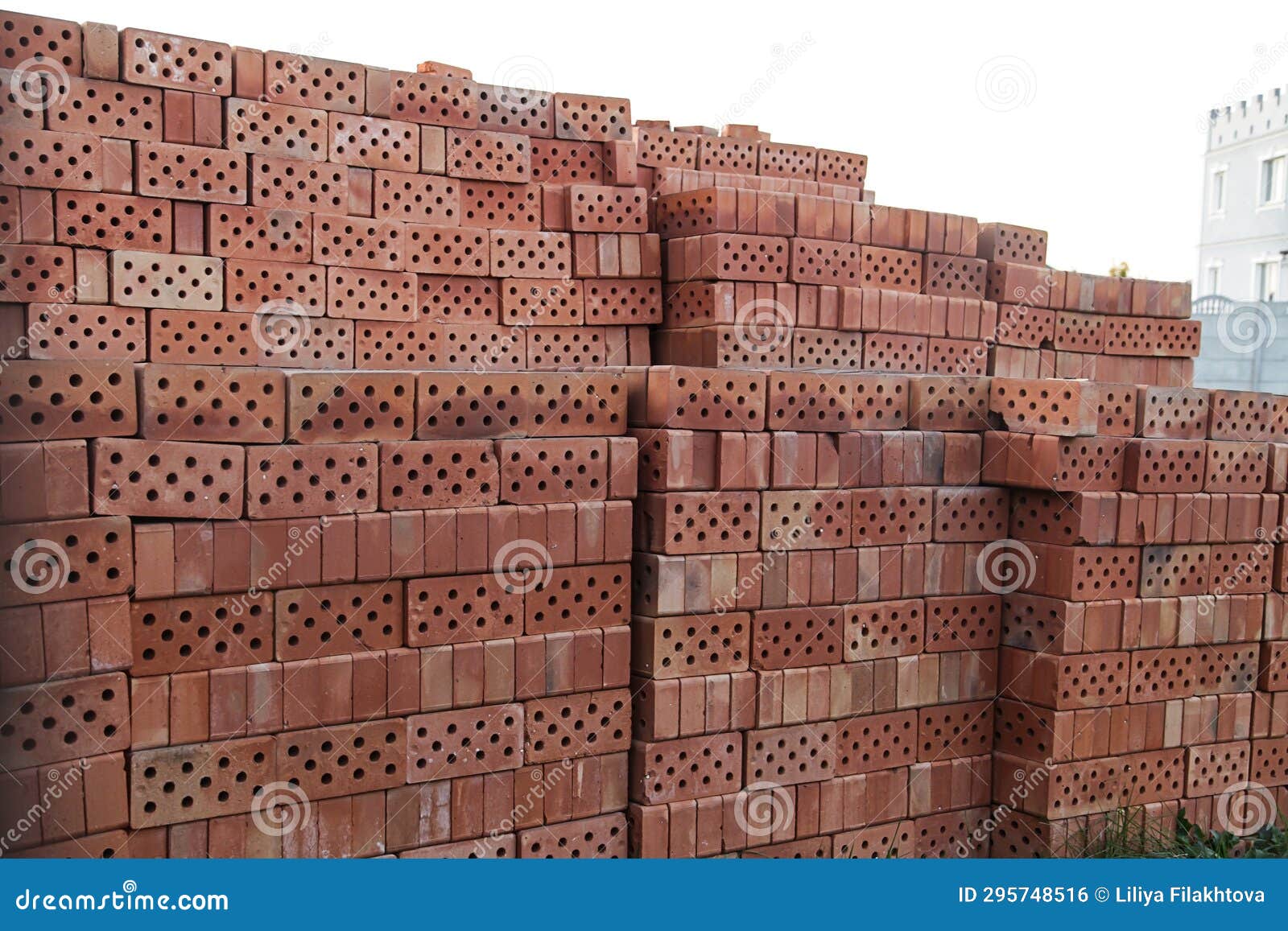 Stack of Red Clay Brick on Construction Site Stock Photo - Image of ...