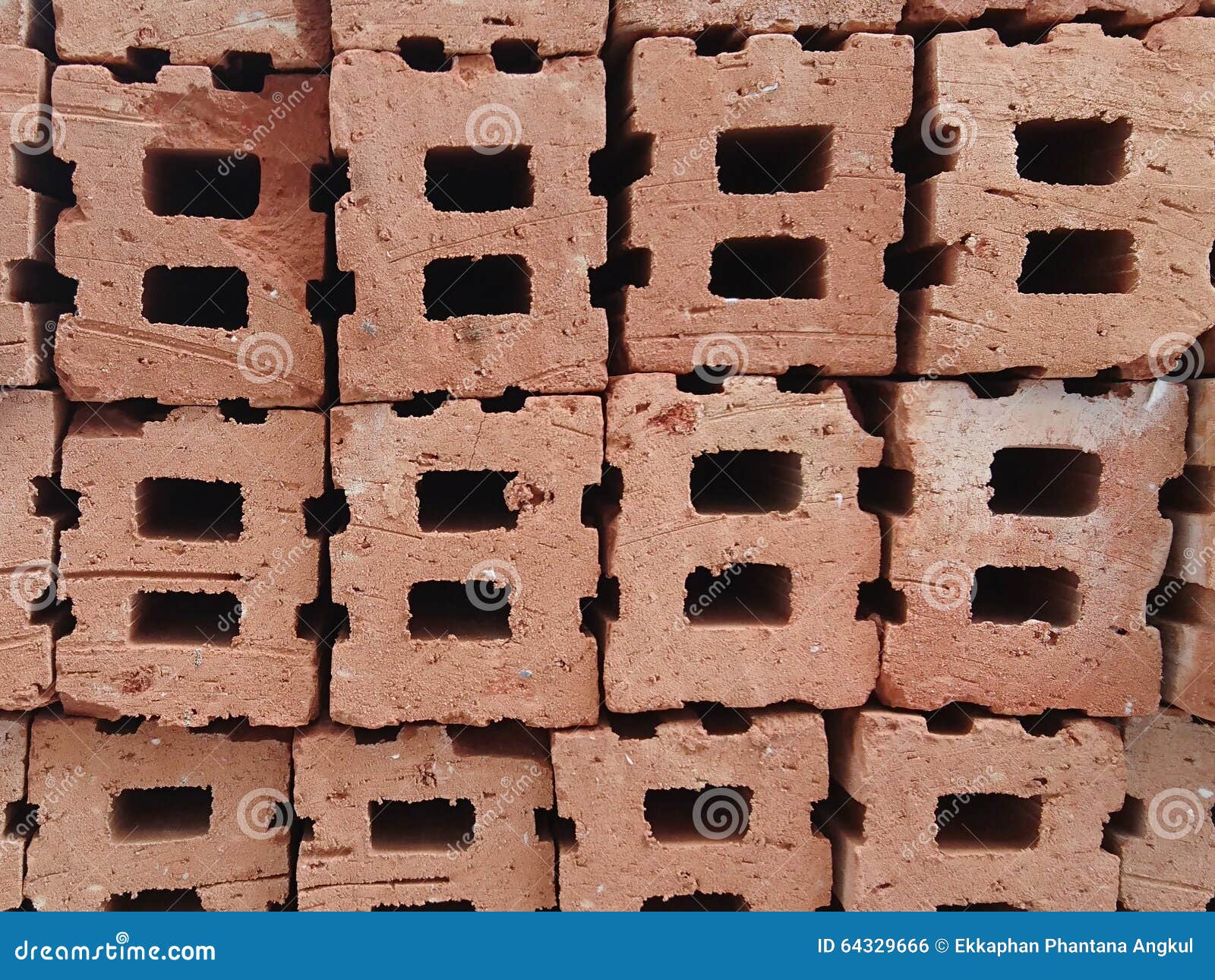 Stack of red clay bricks stock photo. Image of stack - 64329666