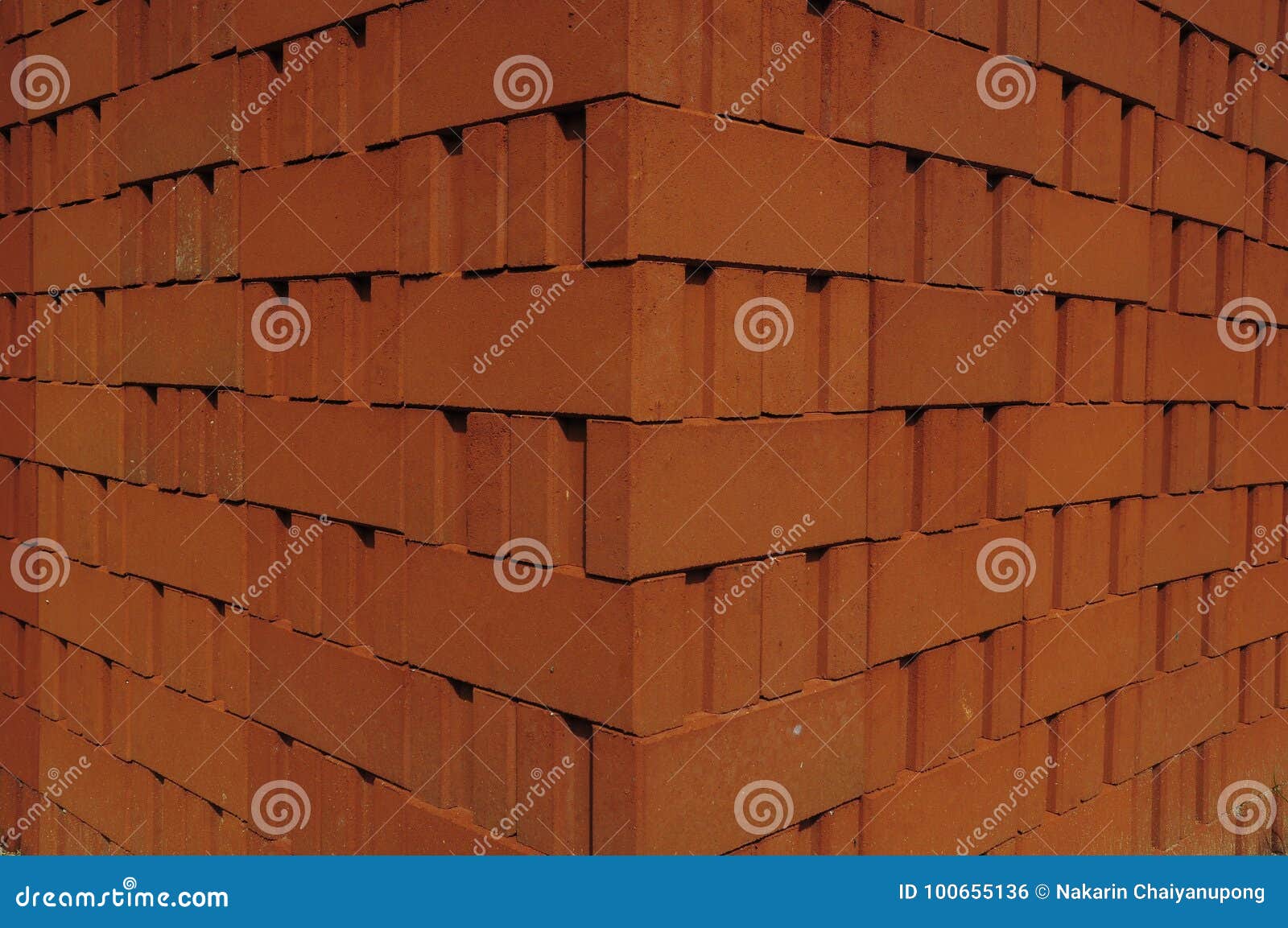 Stack of red clay bricks stock photo. Image of clay - 100655136