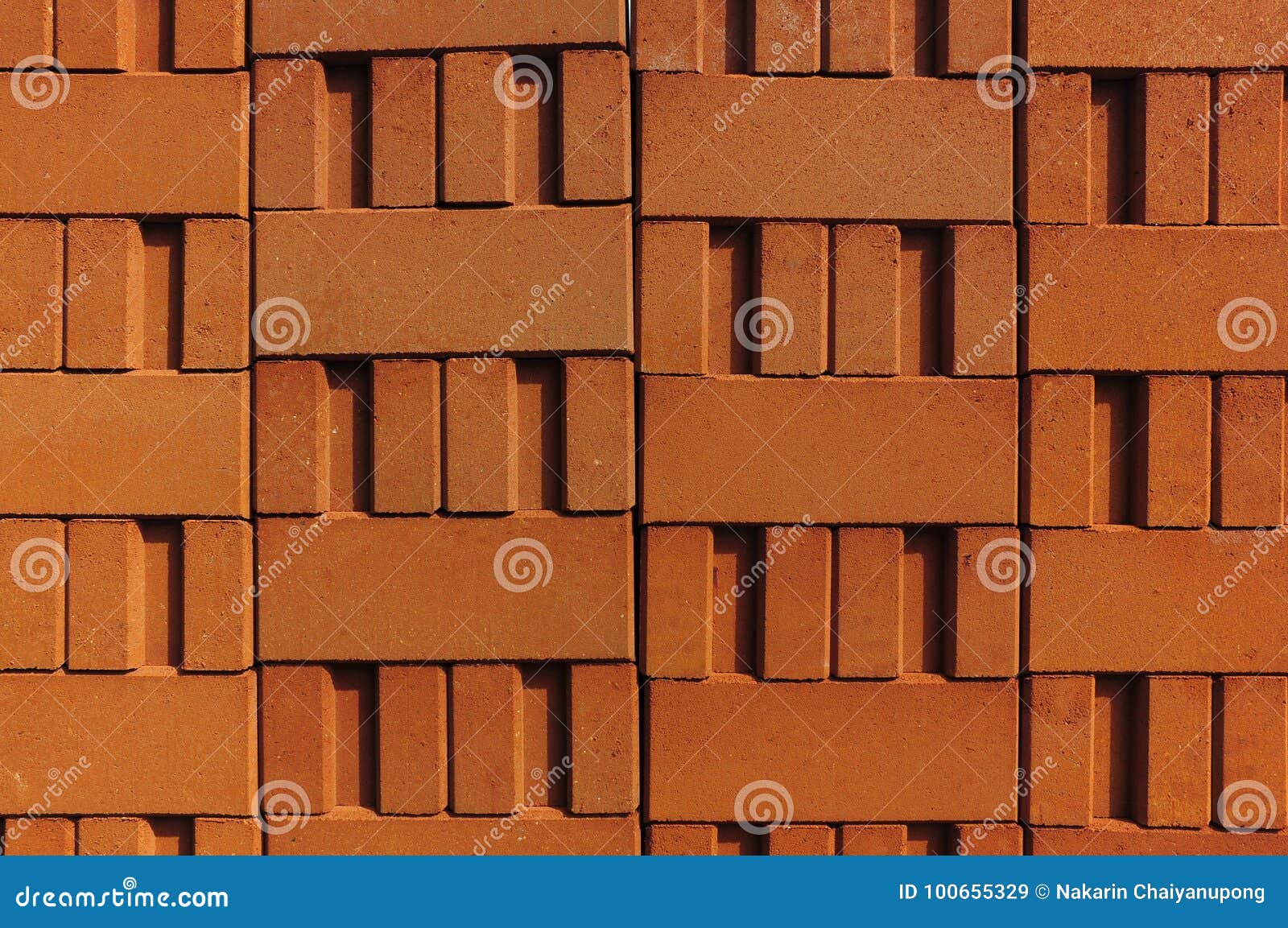 Stack of red clay bricks stock image. Image of brickwork - 100655329