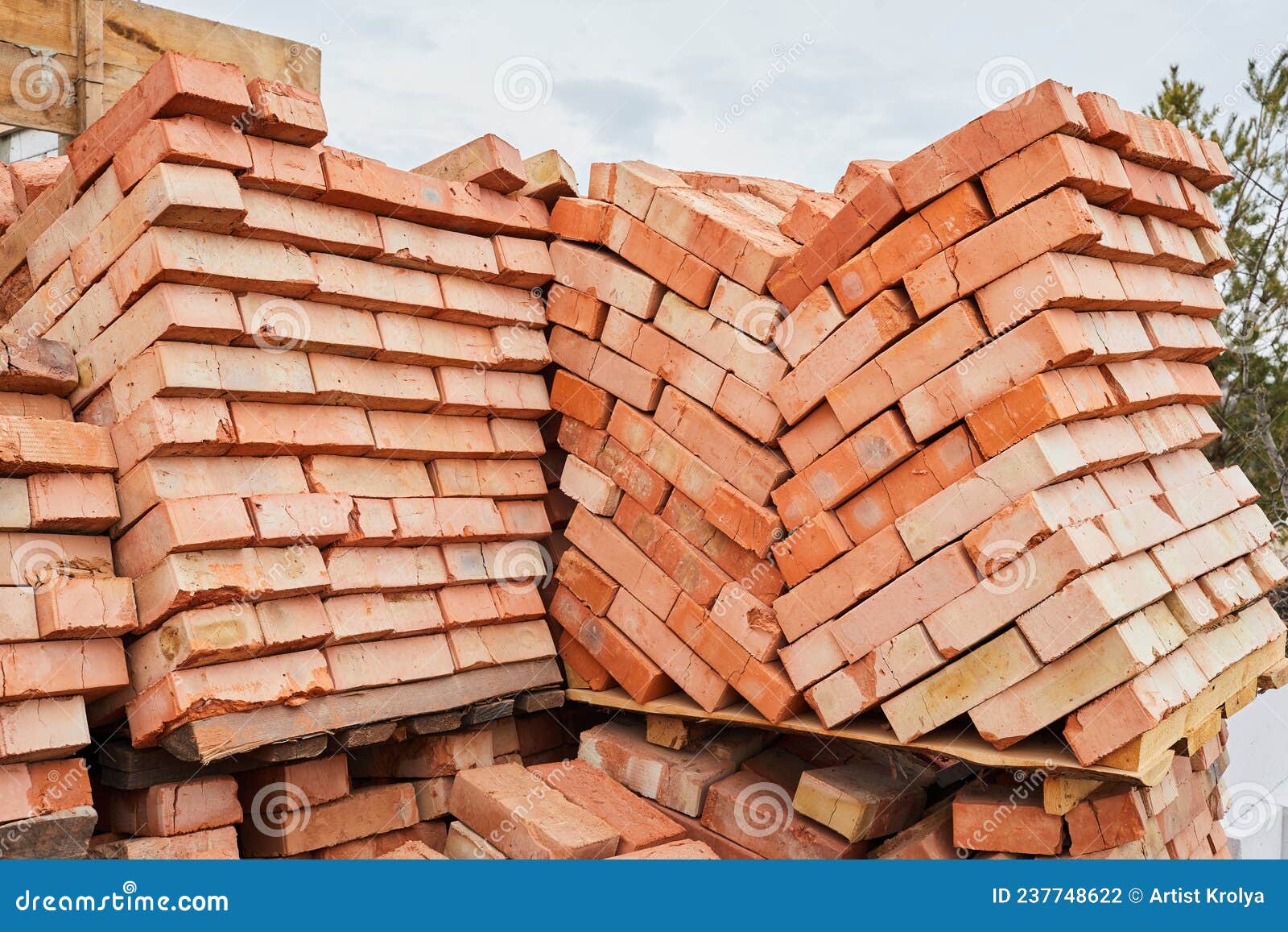 A Stack of Red Clay Bricks in Rows Close Up. Stock Photo - Image of ...