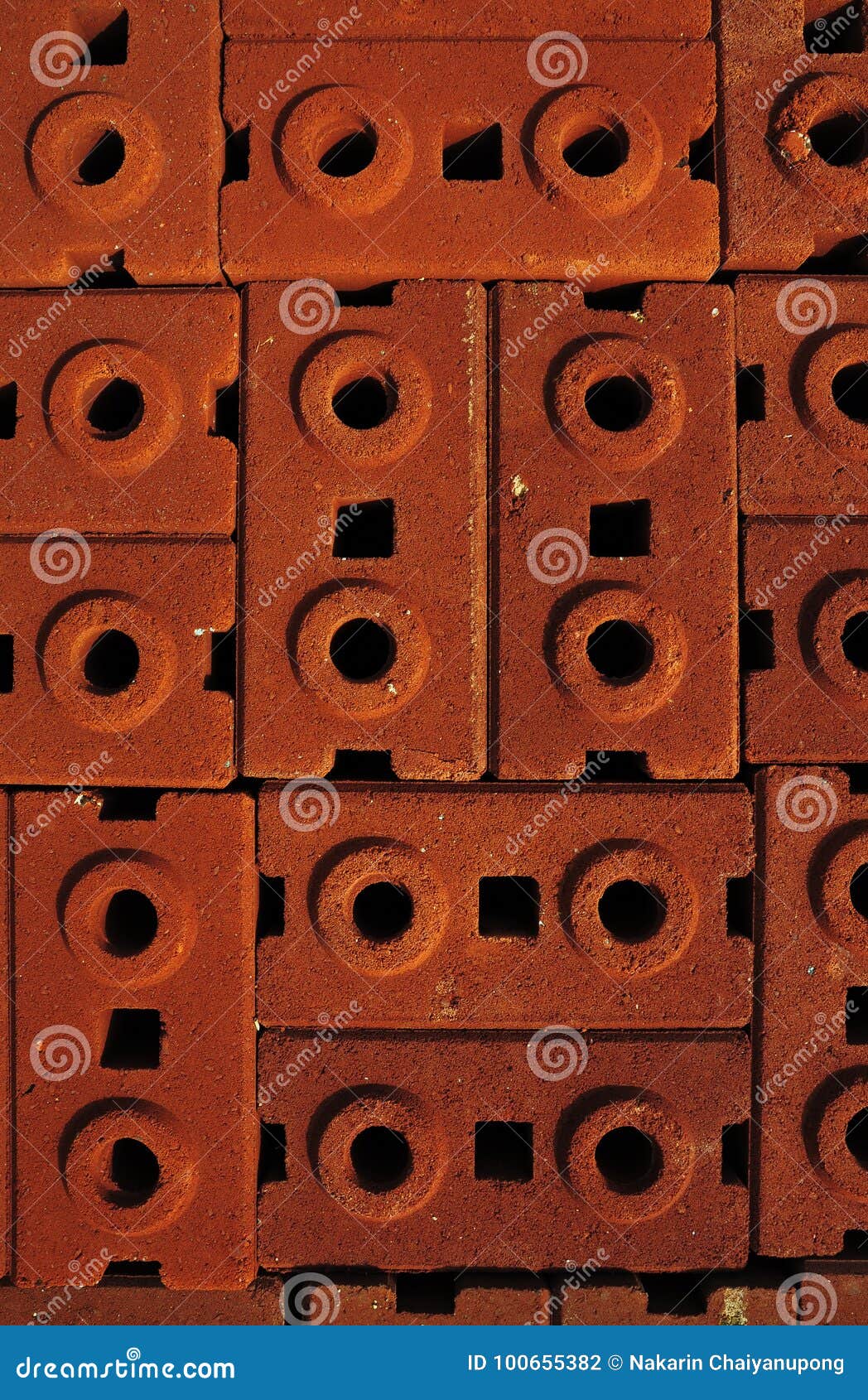 Stack of red clay bricks stock photo. Image of home - 100655382