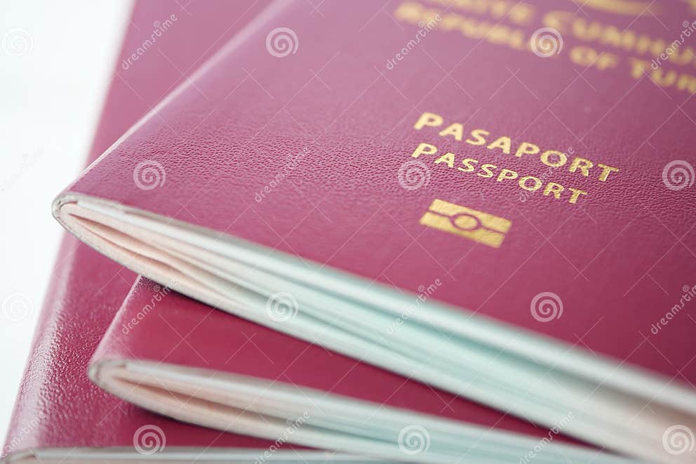 Stack of Red Color Passport on Table Stock Image - Image of customs ...
