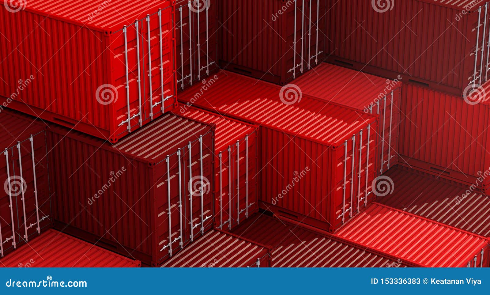 Stack of Red Containers Box, Cargo Freight Ship for Import Export 3D ...