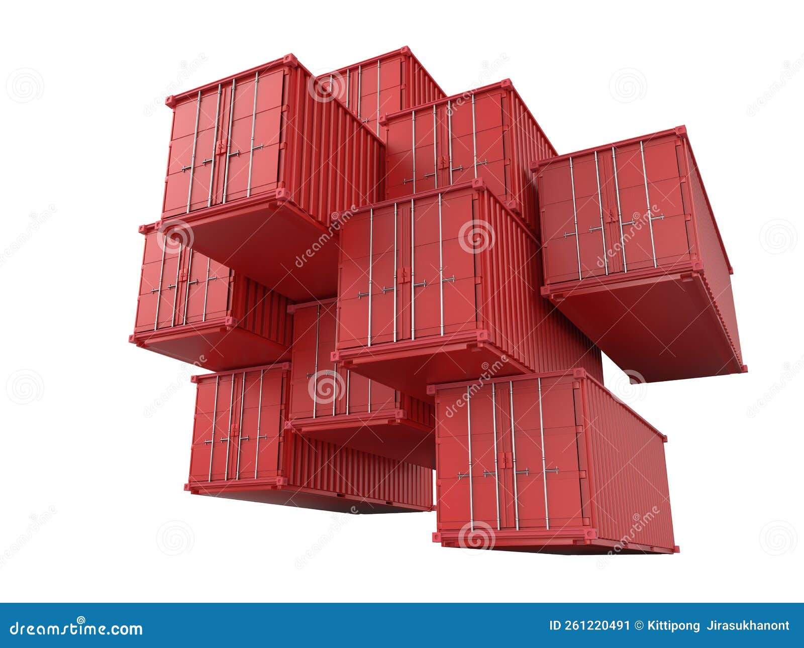 Stack of Red Containers on White Background Stock Illustration ...