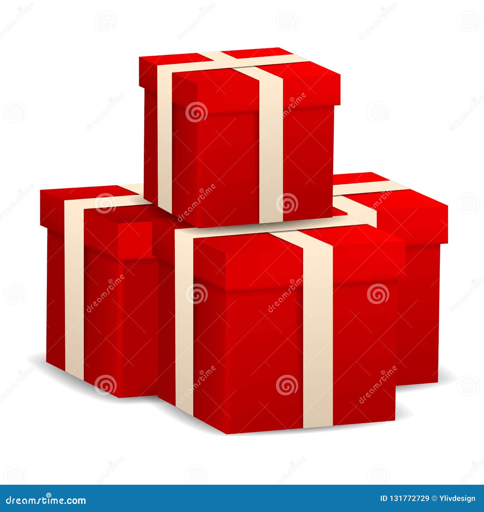 Stack of Red Gift Box Icon, Realistic Style Stock Vector - Illustration ...