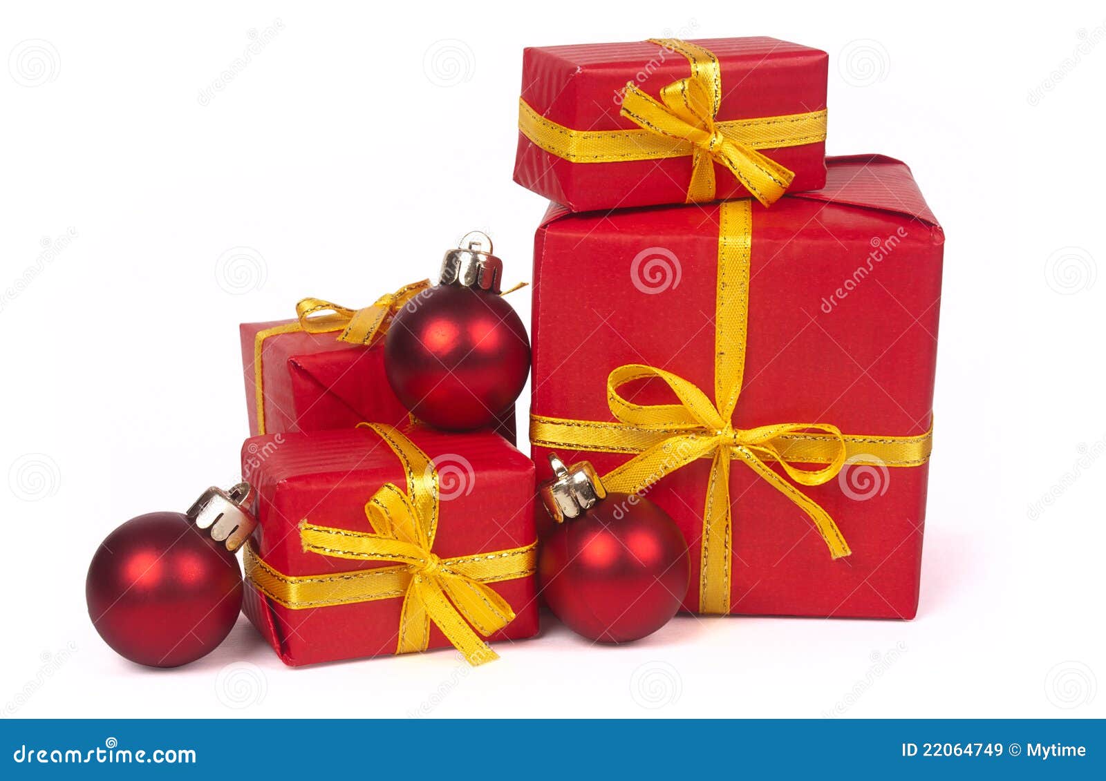 Stack of Red Gift Boxes and Christmas Balls Stock Image - Image of ...
