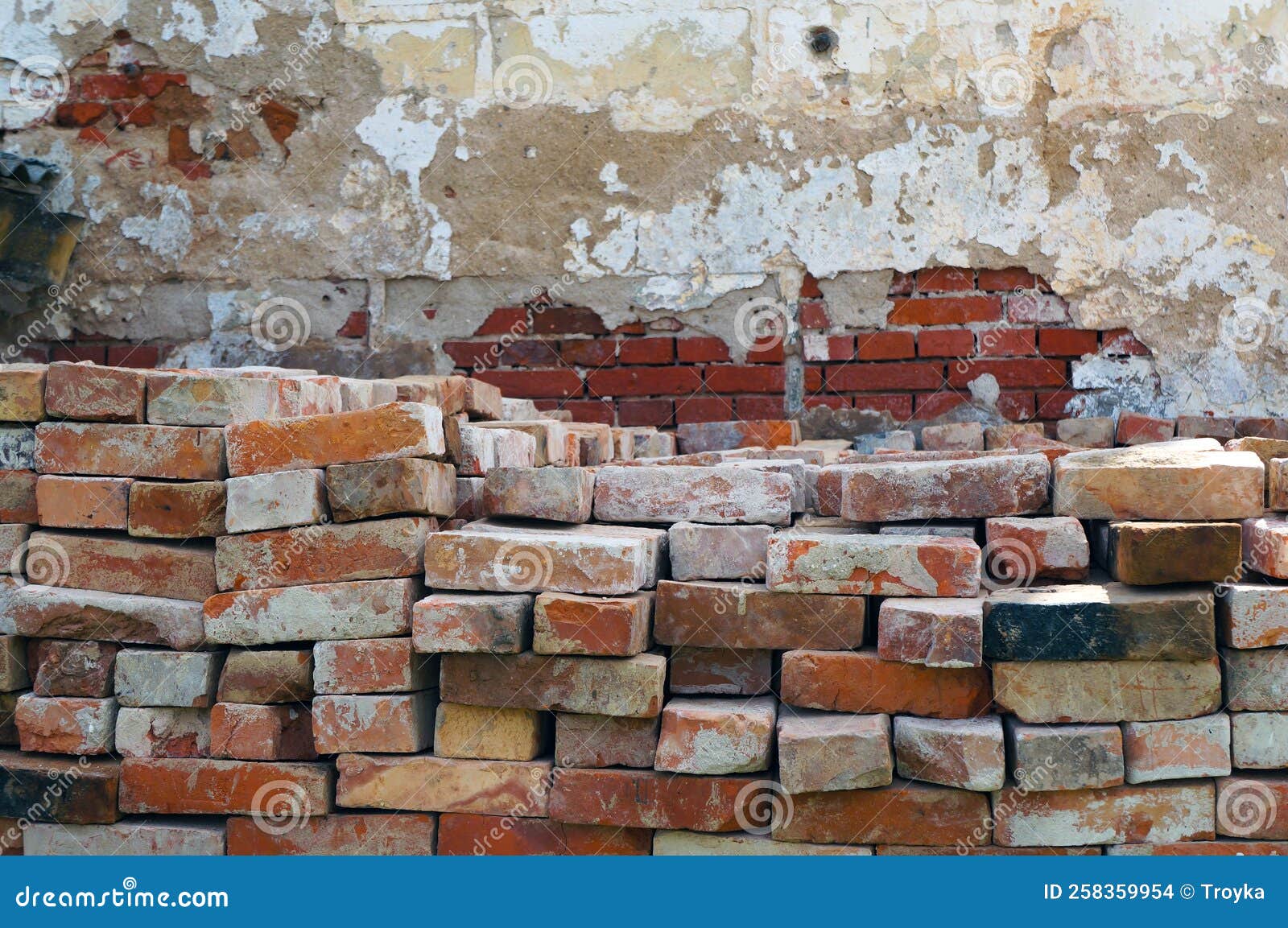 Stack of Red Medieval Bricks during Restoration of Old Building Stock ...