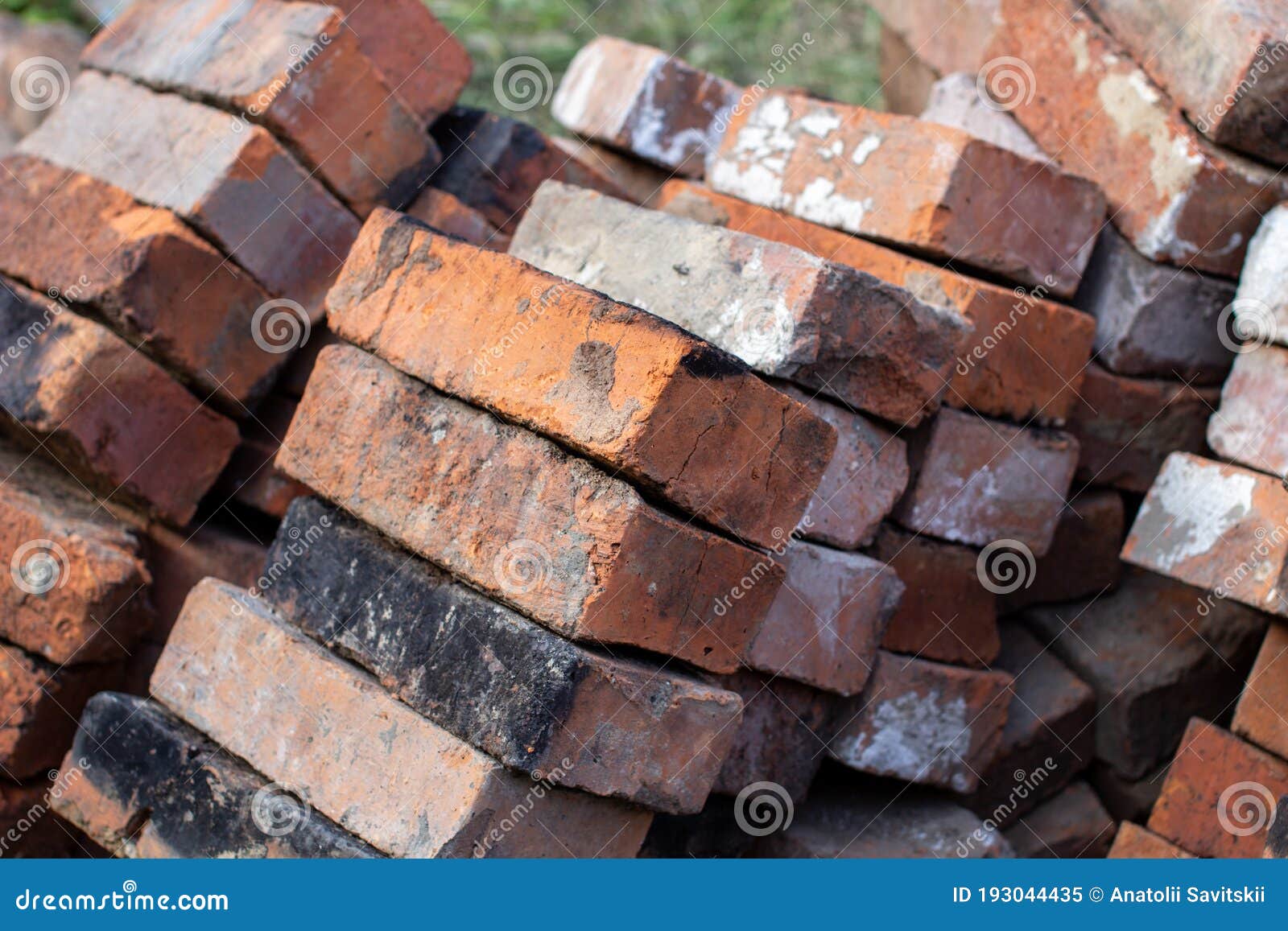 A Stack of Red Not New Fire Bricks for Laying a Home Stove Stock Image ...