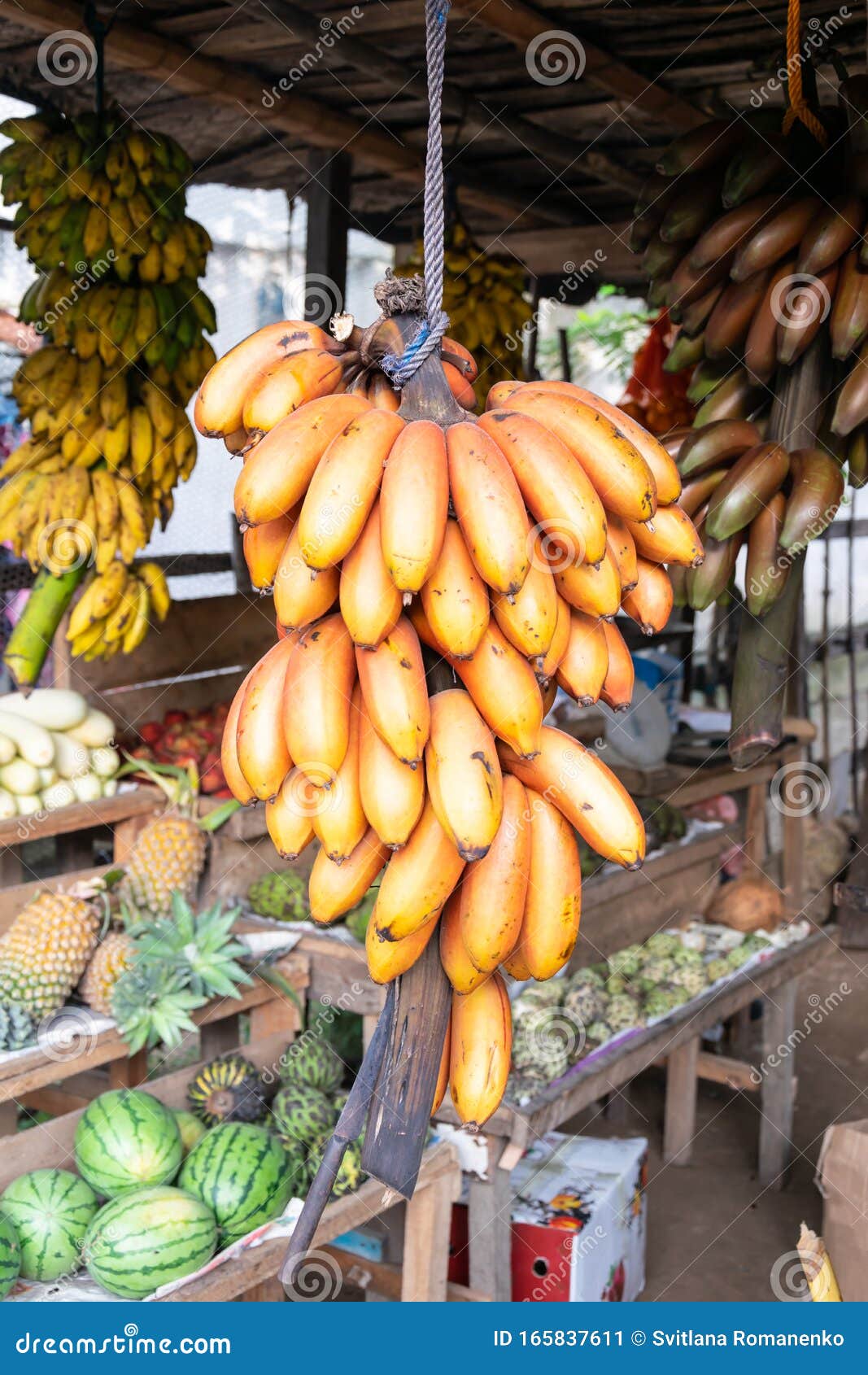 Stack of Bananas in the Open Air Fruit Market Stock Image - Image of ...