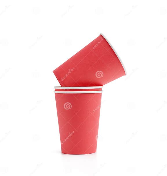 Stack of Red Paper Cups for Hot Takeaway Drinks Stock Photo - Image of ...